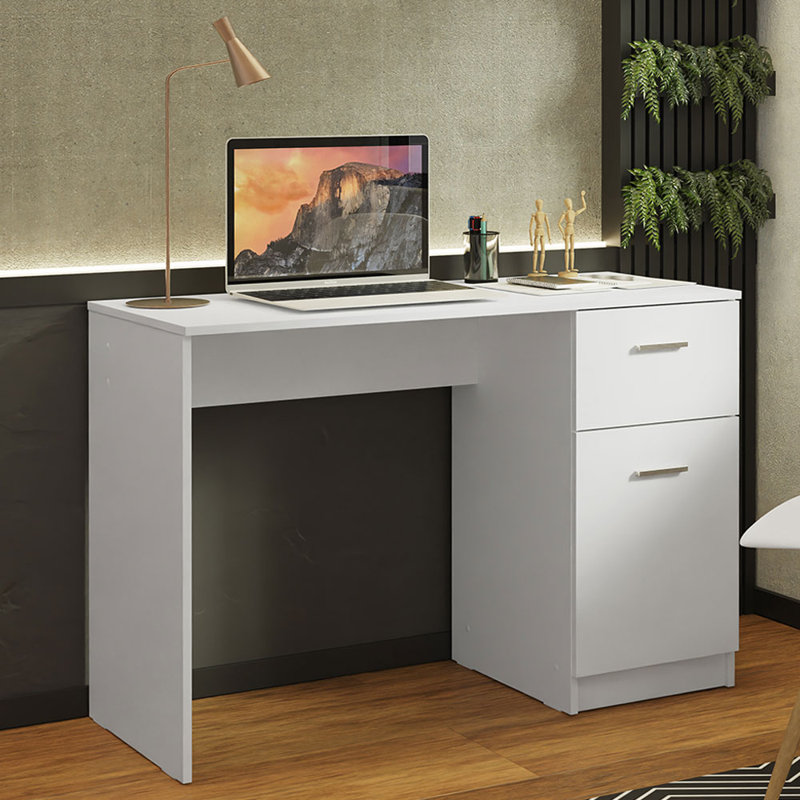 Madesa Compact Computer Desk Study Table for Small Spaces Home Office 43 inch Student Laptop PC Writing Desks with Storage and Drawer Modern